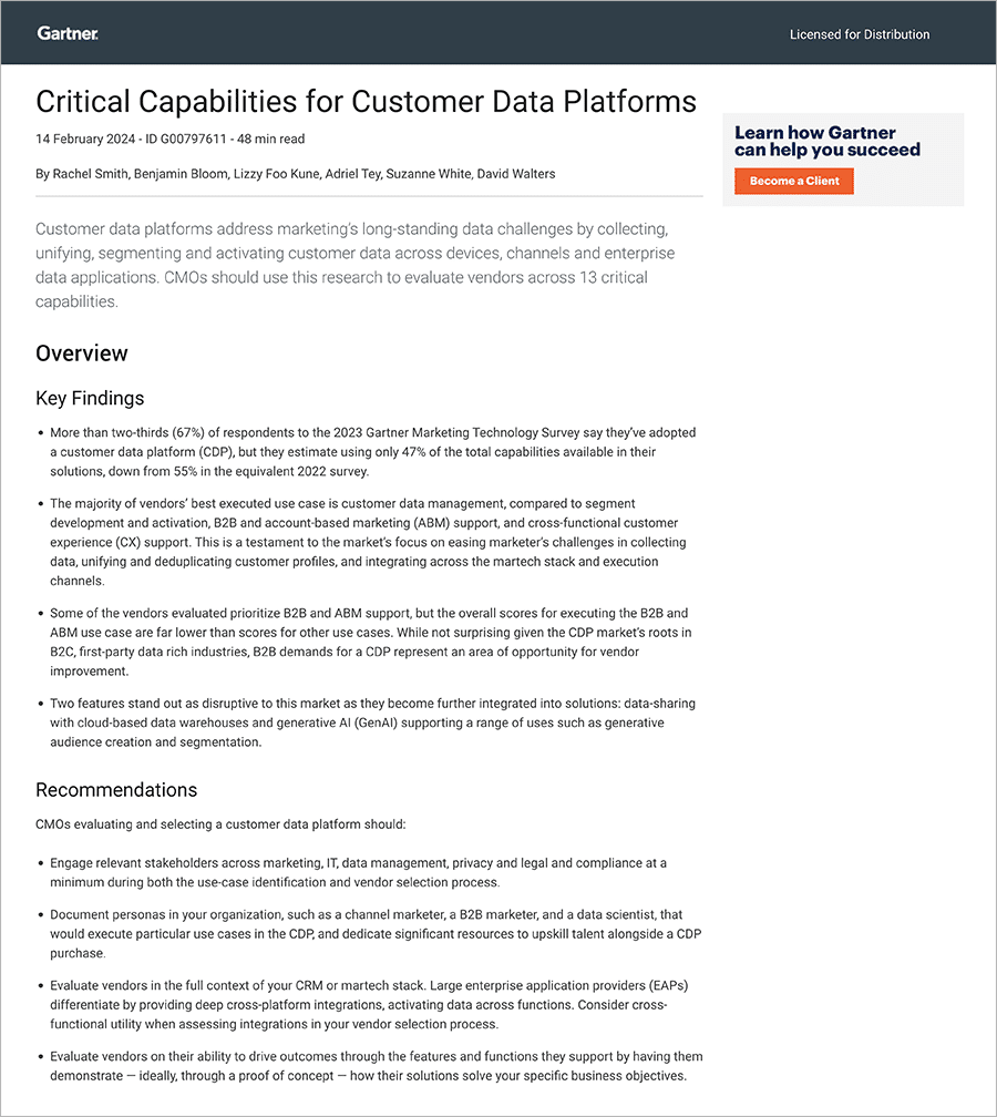 2024 Gartner® Critical Capabilities for Customer Data Platforms | Leadspace 2024 Gartner® Critical Capabilities for Customer Data Platforms | Leadspace